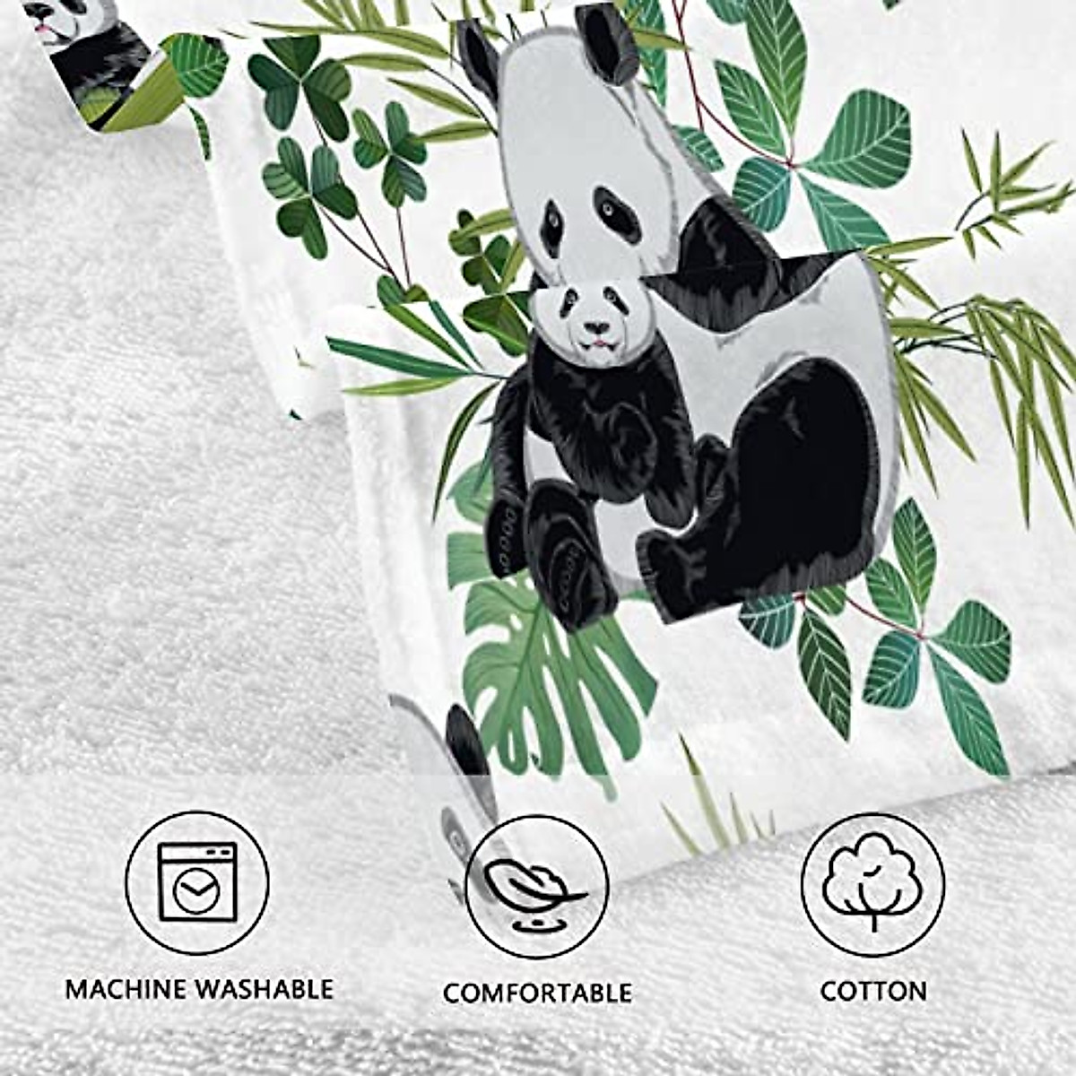 MAOBLYR Panda Bears Set of 2 Fingertip Towel Larger Pure Cotton Soft Highly Absorbent Hand Towels for Bathroom Spa Home (16 x 28 Inches)