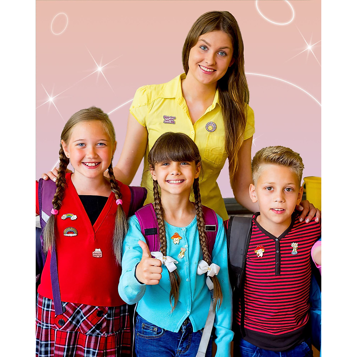 23 Pcs Positive Pins Inspirational Lapel Pin Cartoon Cute Pins Motivational Pins for Backpacks Aesthetic Brooch Pin Badges for Women Girl Jeans Jackets Hats Decor (Vivid Style)