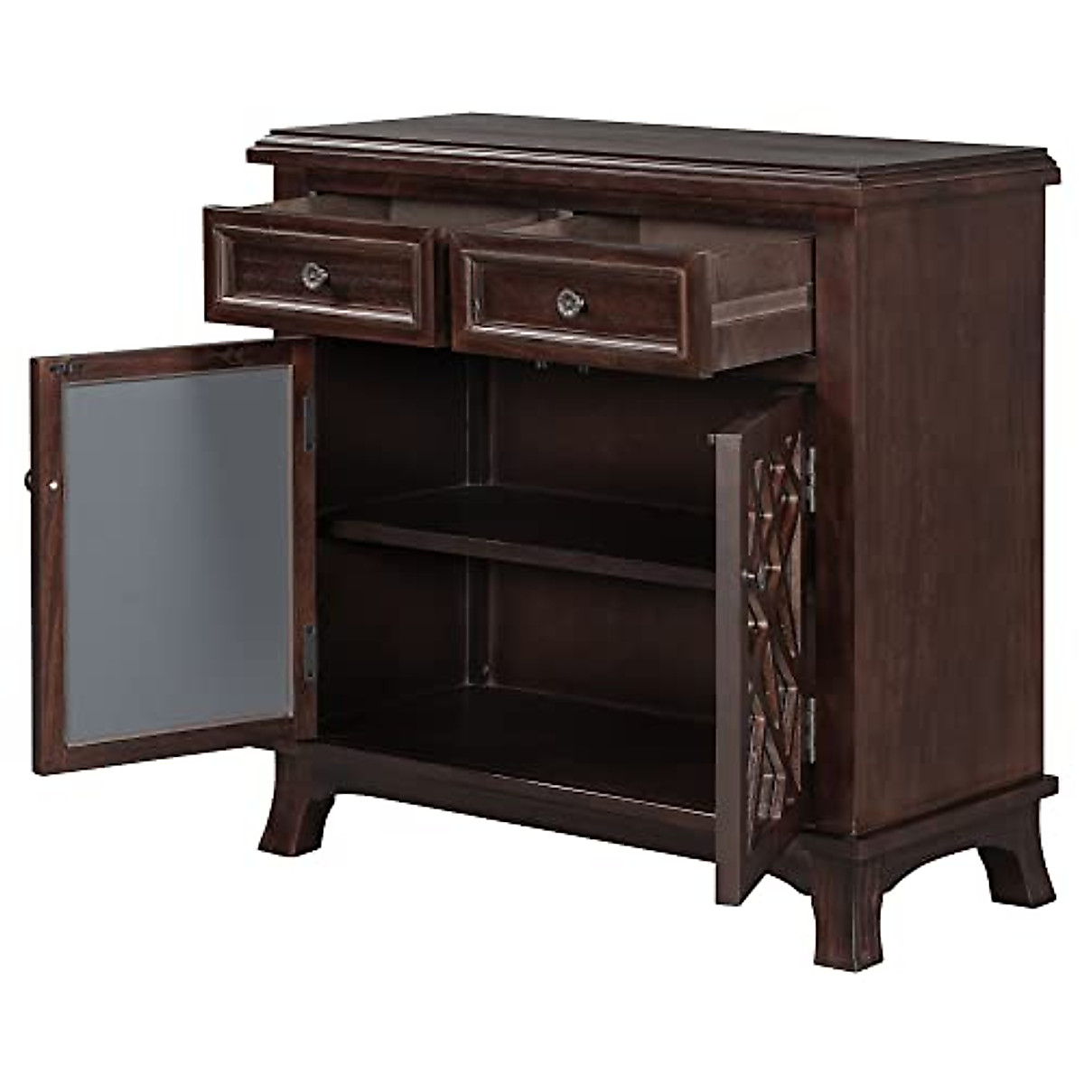 Rhomtree 30.3'' Kitchen Sideboard Buffet with Doors, Drawers and Adjustable Shelf, Storage Cabinet Wood Accent with Durable Wooden Build Large Storage Space Buffet Ample Storage Space (Brown)