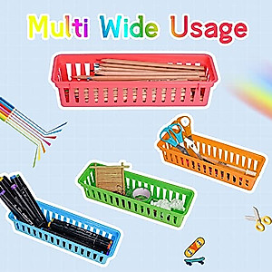ZZYFGH 12 Pack Pencil Holder for Kids Desk, Colorful Pen Baskets Tray for Organizing Classroom Supplies