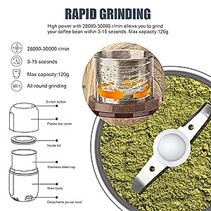 COOL KNIGHT Herb Grinder [large capacity/fast/Electric ]-Spice Herb Coffee Grinder with Pollen Catcher/- 7.5" (Wood grain)