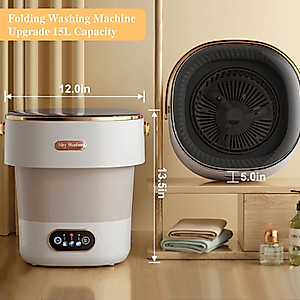 Portable Washing Machine,Mini Washer 15L Upgraded With Spin Basket,Small Clothes Folding Washing Machine Of Underwear, Baby And Small Clothes,Suitable For Home Apartments Dormitories, Hotels Beige