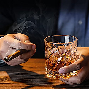 PARACITY Spinning Whiskey Glasses Set of 2, Rotatable Old Fashioned Glasses, Cocktail Glasses, Rock Glasses, Bourbon Glasses for Bar, Party and Home, Whiskey Glasses Gift for Men, Husband, Boyfriend