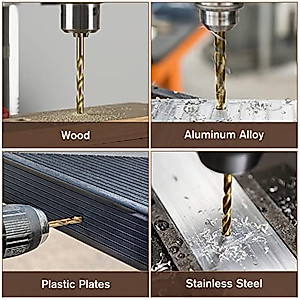 BeHappy Cobalt Drill Bit Set, 115Pcs M35 High Speed Steel Drill Bits, Twist Jobber Metal Drill Bit Set for Hardened Steel, Cast Iron, Plastic, Wood, Indexed Storage Case, 1/16"-1/2", A-Z, 1-60 Amber