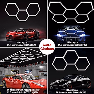MODERN Hexagon Garage Light: Higher Brightness 720W 86400 Lumens Hexagon Led Garage Light with Rectangle Frame 6500K for Garage, Basement, Warehouse, Auto Beauty Shop, Car Detailing Shop etc.