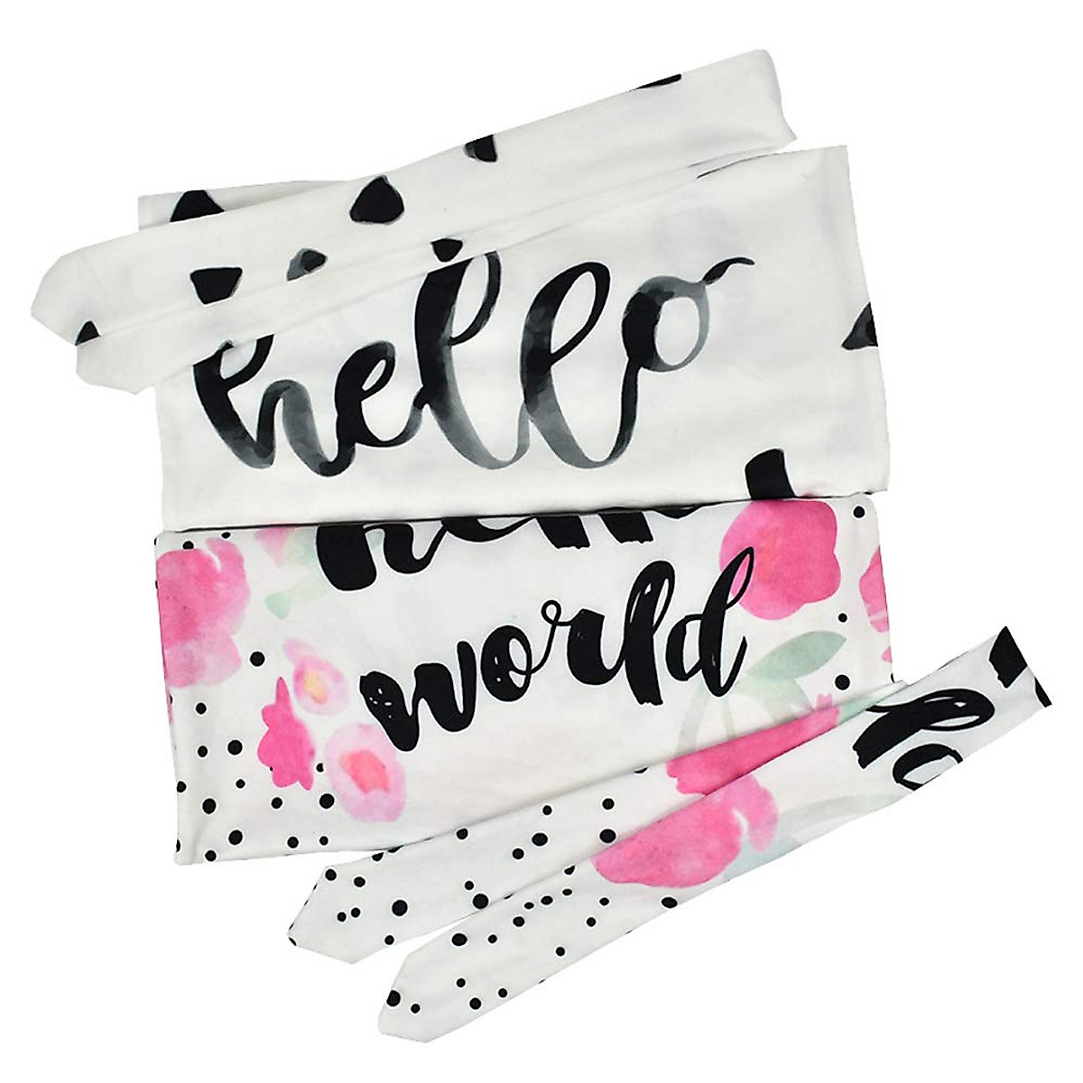 Newborn Baby Blanket Swaddle Headband Hat Baby Stroller Wrap Sleeping Bag Photography Props (White with Hat)