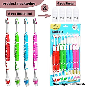 RosyLife Dog Toothbrush pet Toothbrush Finger Toothbrush Small to Large Dogs,Cats with Soft Bristles Non Slip Dual Head Dog Toothbrush