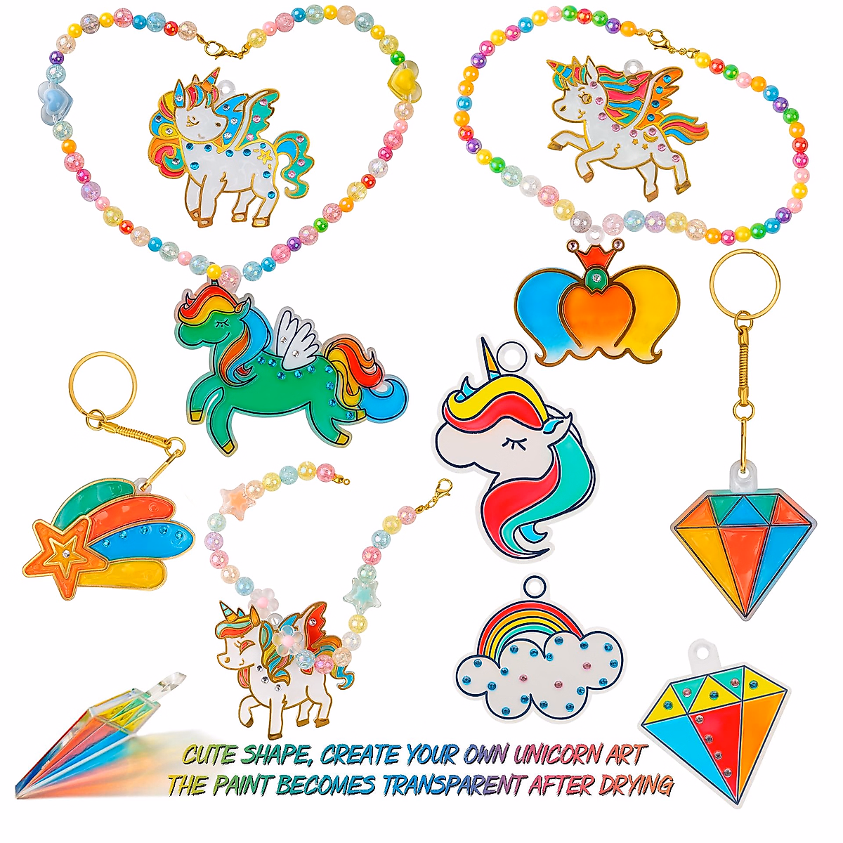 FTBox Create Your Own Unicorn Window Art, DIY Unicorn Window Suncatchers, Crystal Pendant, Arts and Craft Kits for Kids Ages 3-12