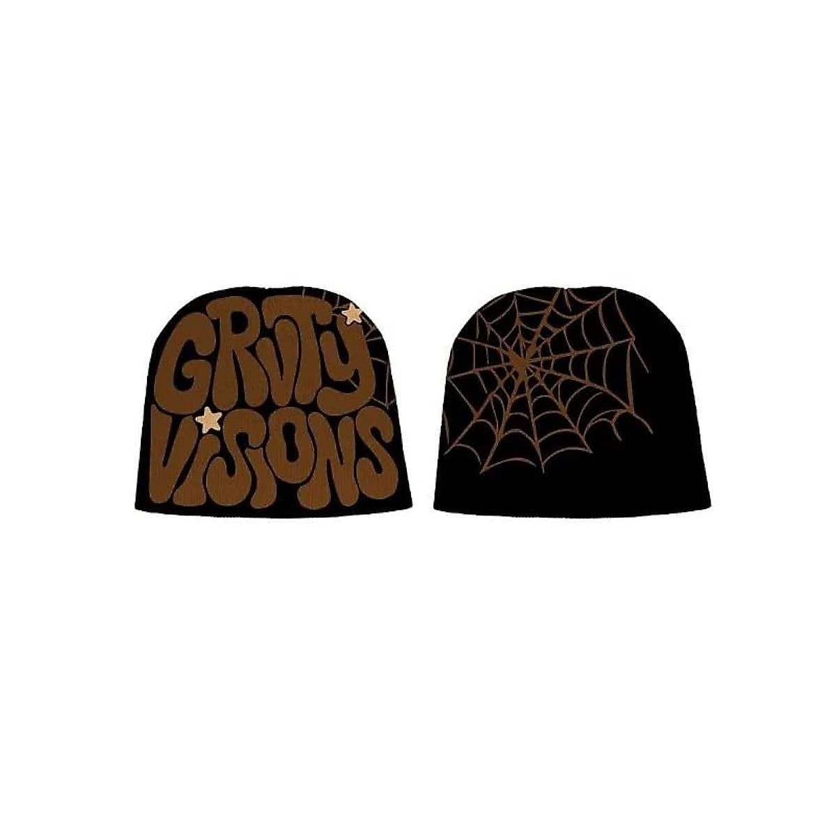 Pooyikoi Knitting Hat Men Women Quality Cap Warm Cap Harajuku Beanie Gothic Spider Pattern Wool Acrylic Y2k Knitted Hat Black Brown