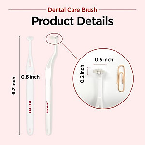 JAYU PET Dental Care Brush (Soft Bristles) 3ea - Toothbrush for Small Dog and Cat with Horizontal Head & Easy Grip Handle