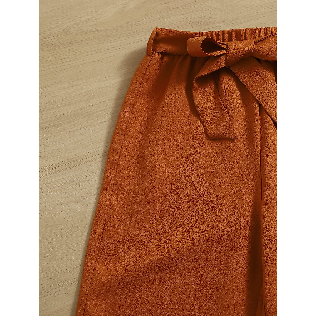 OYOANGLE Girl's 2 Piece Outfits Letter Graphic Floral Print Short Sleeve Blouse T Shirt Top and Belted Pants Sets Multicolor 11-12 Years