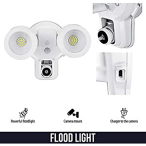 Wasserstein 3-in-1 Plugged-in Arlo Floodlight, Charger, and Arlo Camera Mount with 24.6 ft External Adaptor Compatible with Arlo Pro 3/Pro 4 & Arlo Ultra/Ultra 2-2000 Lumens, AC 110-220V