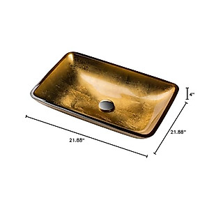 Kraus GVR-210-RE Golden Pearl Rectangular Glass Vessel Bathroom Sink