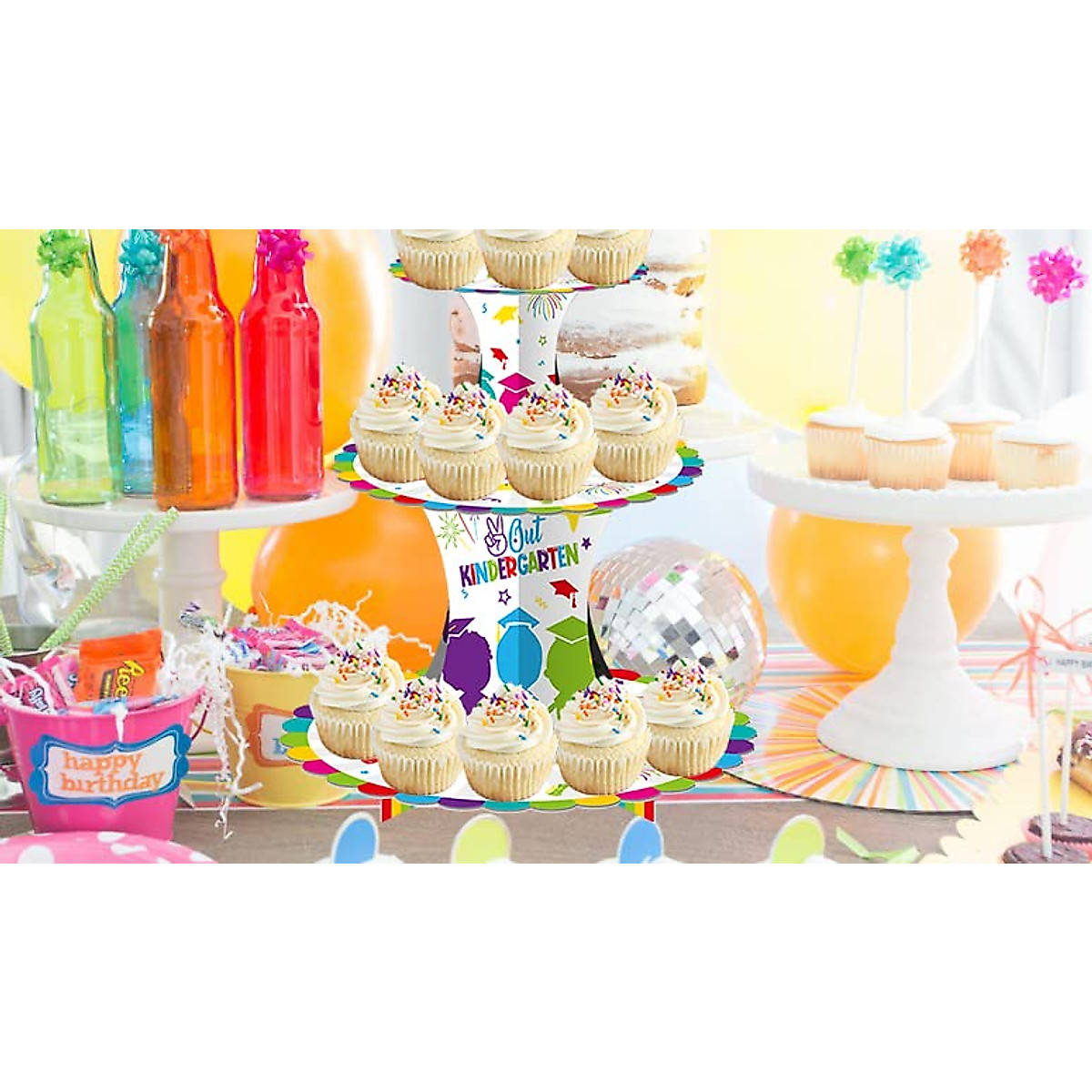 Kidergarten Graduation Cardboard Cupcake Stand Party Supplies,Kindergarten Graduation Decorations 2024, DGT Class of 2024 Kindergarten Graduation Cupcake Holder Stand,Kindergarten Graduation Supplies