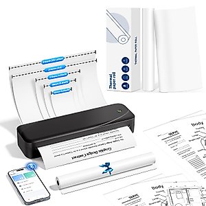 Memoking Portable Printer for Travel, Bluetooth Thermal Printer Support 8.5" X 11" US Letter & A4 Size Thermal Paper, Inkless Printer Compatible with iOS, Android & Laptop for Office, Home, School