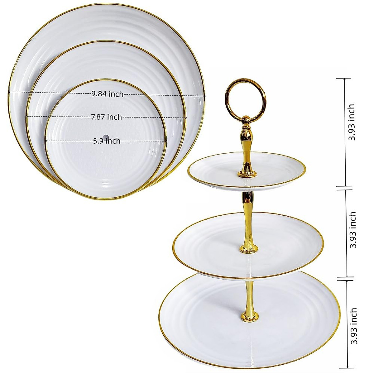 Cupcake Stand, Plastic 3 Tier Cupcake Stand Dessert Plates Cake Fruit Candy Display Tower Reusable Pastry Platter for Wedding Birthday Baby Shower Tea Party Decorations (White - 2 Pack)