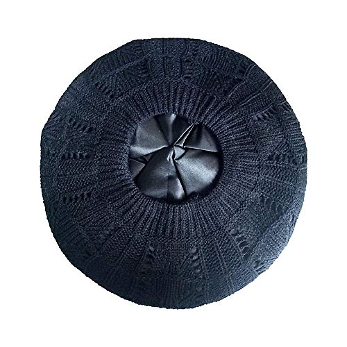 Hysunland Black Satin Lined Hats for Women Ladies Winter Spring Knit Beret