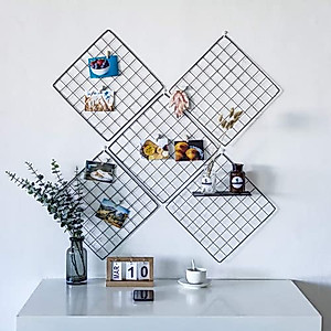 devesanter DS Grid Photo Wall Wire Grid Panel Picture Display Iron Decorative Rack Photograph Wall Ins Photo Wall 12x12 Inches Set of 4 (Black)