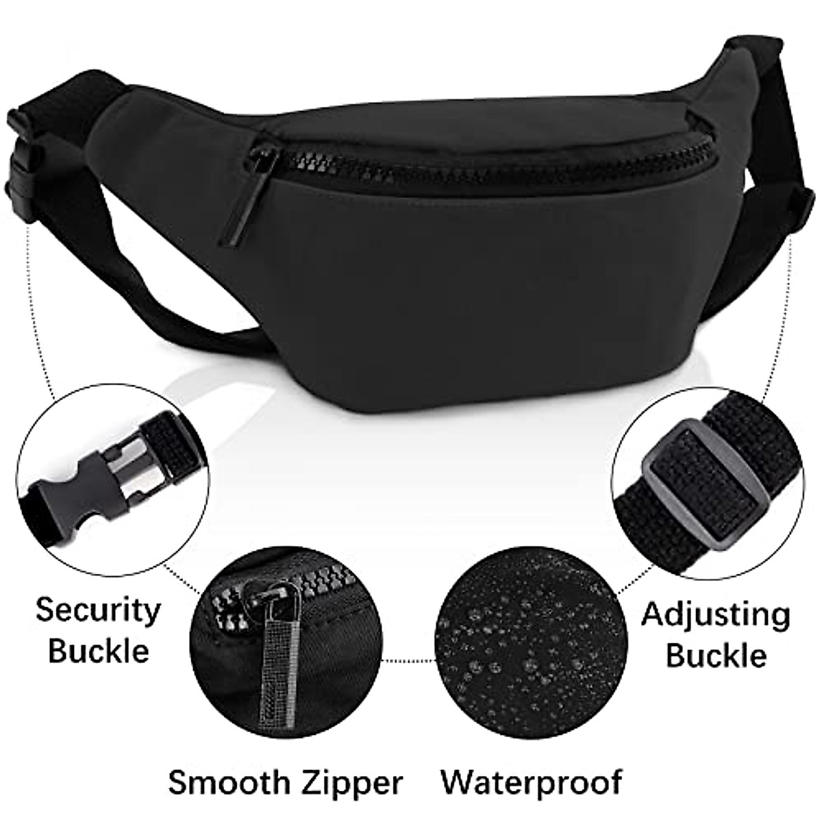Waist Bag for Kids, Cute Fanny Pack for Little Boy Girls, Fashion Children's Bum Bag Lightweight Chest Bag Princess Mini Bags (Black)