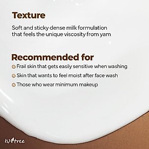 IsNtree Yam Root Vegan Milk Cleanser 220ml, 7.43 fl.oz | Korean Skincare | Rich & Creamy Texture | Hydrating & Mild | Vegan Skincare