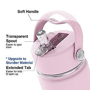 Oisiz Kids Water Bottle with Straw Lid 14oz, Vacuum Insulated 316 Stainless Steel Water Bottles for Kids for School, Leakproof Toddler Water Bottle, BPA Free and Keep Cold for 24 Hours, Cherry Blossom