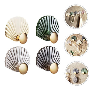 Outanaya 4pcs Shell Wall Hook Wall-Mounted Hook Sundries Hanger Self Adhesive Wall Hook Bathroom Towel Hooks for Wall Decorative Wall Hook Sticky Hooks for Hanging Key Storage Hook Key Hook
