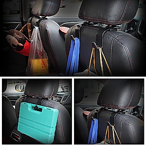 UGSHY 4 PCS Car Seat Headrest Hook, Hanging Hidden Hook to Increase Storage Space, Wallet Umbrella Handbag Rear Seat Organizer Super Load-Bearing S-Shaped Hook, Universal Accessory for Cars (Black)