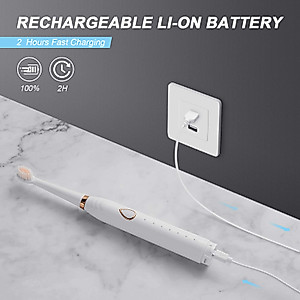 XDVSDFX Electric Toothbrush, Sonic Toothbrush Can be Used by Adults and Children, with 7 Bursh Heads, 6 Super Clean Modes, White IPX7 Waterproof and Rechargeable Electric Toothbrush