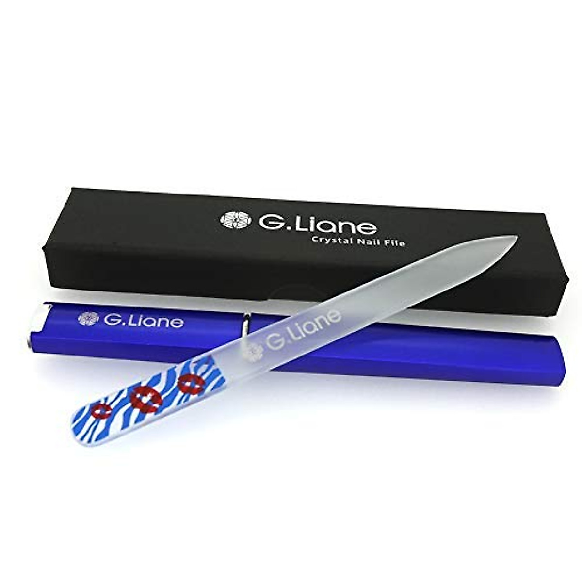 Premium Glass Nail File with Case – G.Liane Professional Crystal Fingernail Files Perfect Manicure Set for Women Men Kids Nail Care Gift Set (Blue)