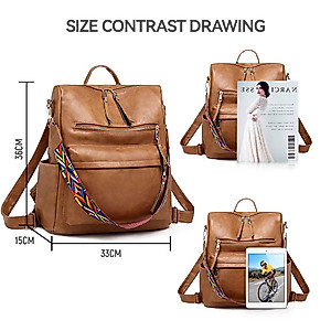 Leather Backpack Purse for Women Large Designer Travel Ladies Satchel Handbag Convertible College Daypack Shoulder Bags (1-brown)