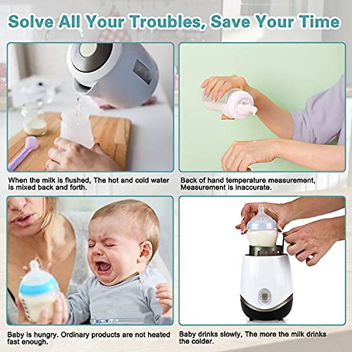 SOPEWOD Portable Bottle Warmer, USB Bottle Warmer for Breastmilk and Formula with LCD Display, Fast and Accurate Heating of Baby Bottle Warmer for Car and Travel(Green)