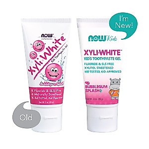 NOW Foods Solutions, Xyliwhite™ Toothpaste Gel for Kids, Bubblegum Splash Flavor, Kid Approved! 3-Ounce, packaging may vary