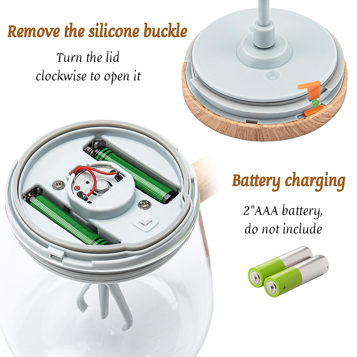 Self Stirring Mug , Electric High Speed Mixing Cup, 400ml Self Stirring Coffee Mug with Lid, High Borosilicate Glass Mug Home Office for Coffee, Milk, Protein (Not Included 2*aaa Battery ) (Round)