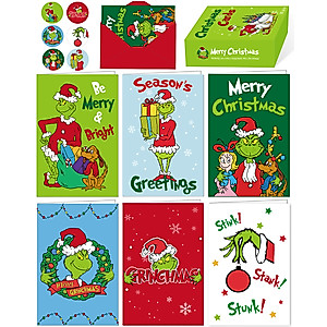 RINOLY Set of 30 Christmas Cards Bulk Boxed with Envelopes and Stickers,6 Assorted Designs Christmas Cards, Holiday Christmas Greeting Cards Bulk-4x6 inch