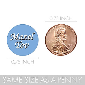Blue Bar Mitzvah Mazel Tov Candy Favor Labels - 180 Stickers