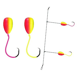 Pompano Rigs Pro-Tec Coated Circle Hooks Surf Fishing Rigs Hand-Tied (2-Pack, Pompano Candy)