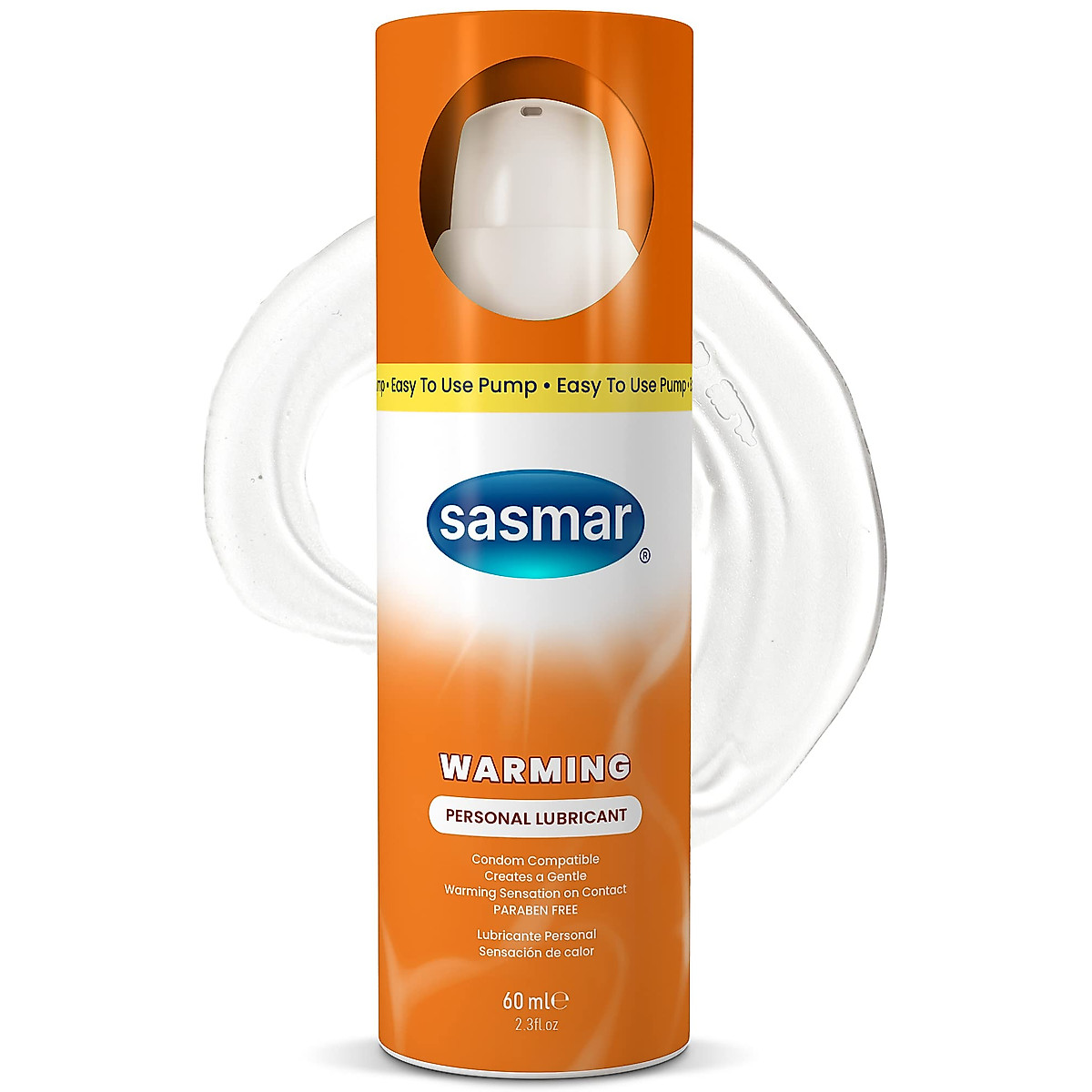SASMAR Warming Lubricant Men, Women, Couples, Him, Her – Water Based Personal Lube - Long lasting Formula, Paraben Free, No Residue – Compatible With All Condoms & Toys - 2.3 oz