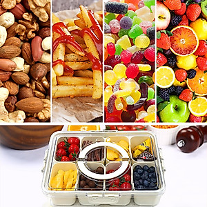 Divided Serving Tray with Lid and Handle - 8 Compartment Snackle Box Charcuterie Container, Food Container,Snack Tackle Box,Clear Snack Organizer Travel,For Party,Road Trips,Picnic,Sport Games 1pack