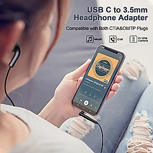 Right Angle Type C to 3.5mm Aux Audio -USB to 3.5mm Headphone Jack adapterKOOPAO Audio Converter DAC Earphone Dongle Compatible with iPad Pro Galaxy S22/21/22/23/23+ /23 Ultra