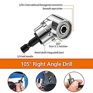Flexible Drill Bit Extension Set & Universal Socket Tool, Bendable Drill Bit Extension, 3pcs Drill Bit Holder, 1/4 3/8 1/2" Universal Socket Adapter Set, 105° Right Angle Drill, Screwdriver Bit Kit