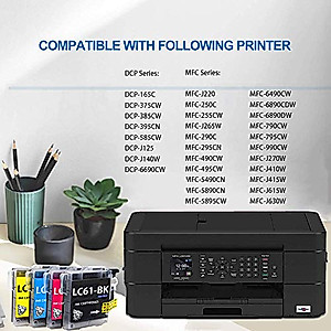 Wolfgray 12PK LC61 Compatible LC61BK LC61C LC61M LC61Y Ink Cartridge for Brother MFC-490CW MFC-495CW MFC-J615W MFC-J630W MFC-790CW MFC-290C DCP-165C DCP-385C DCP-585CW MFC-5490CN MFC-5890CN MFC-6490CW