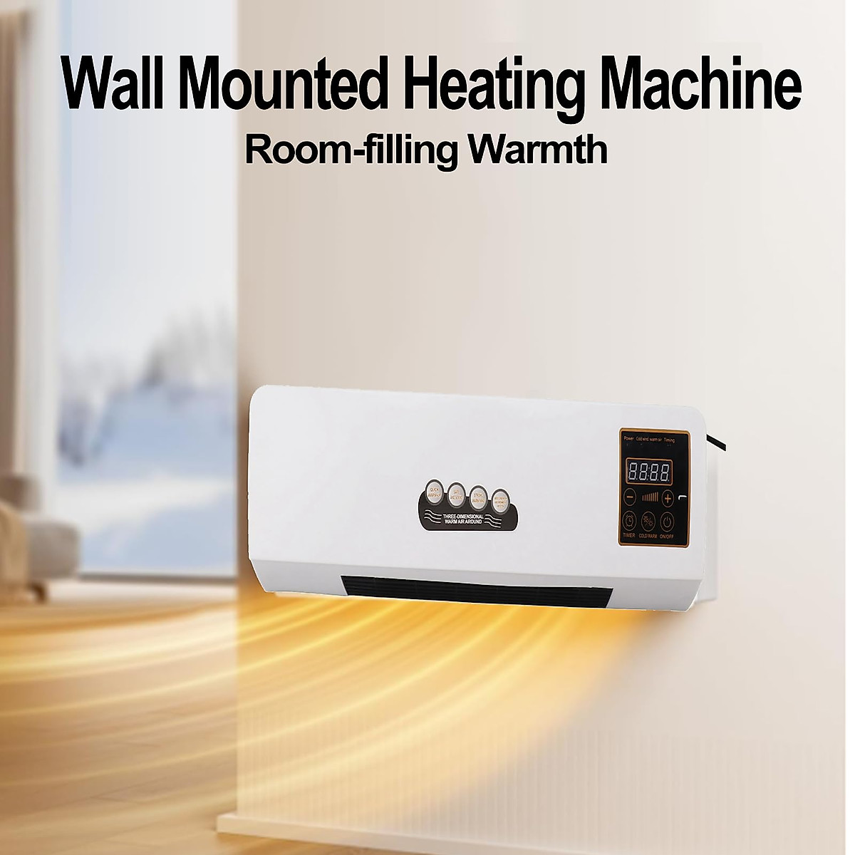 Wall Mounted Heate Mobile Small Wall Heater Natural Wind and Warm Air Blower Heating Machine Wide Angles Mobile Small Easy-Mount Heater Air Heater Use US Plug 110V 40-50℃