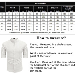 COOFANDY Men's Linen Beach Shirt Shirts Casual Long Sleeve Button Down Linen Cuban Camp Collarless Solid Shirt Khaki