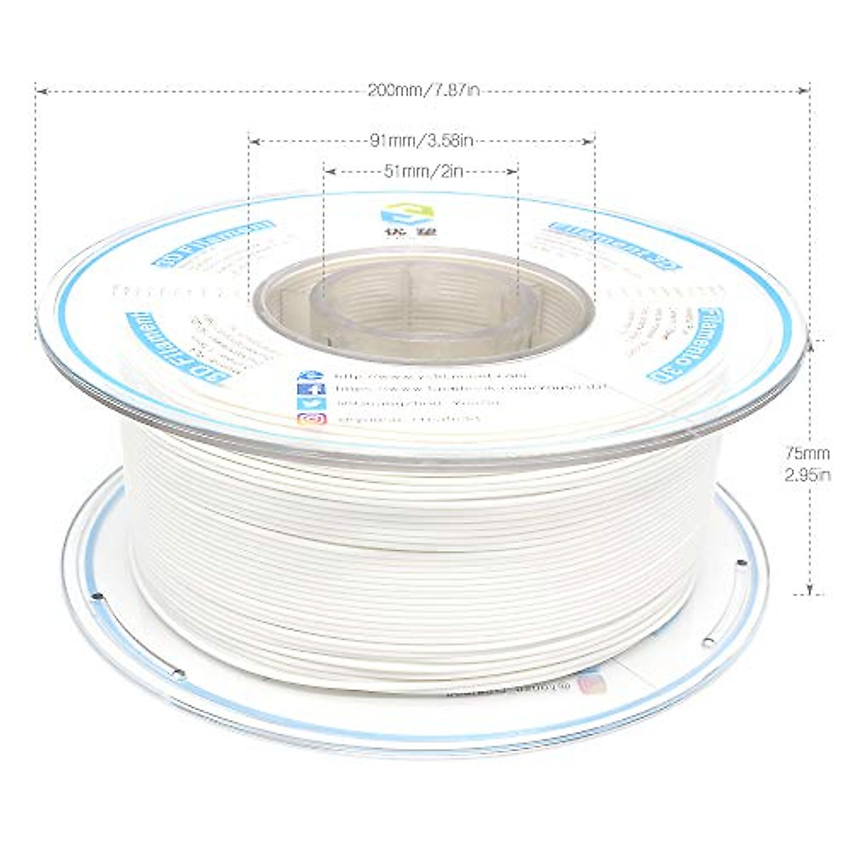 YOUSU PLA Plus (PLA+) Filament 1.75mm,Professional High Toughness Pla Pro 3D Printer Filament,Dimensional Accuracy +/- 0.03mm, 1kg Spool(2.2lbs) Pla Filament, White