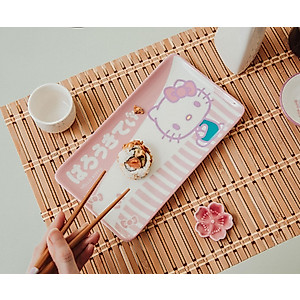 Sanrio Hello Kitty Pink 3-Piece Ceramic Sushi Set With Sauce Bowl and Chopsticks