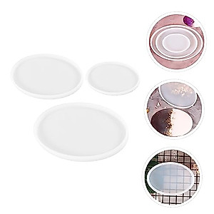 VILLFUL 3 Pcs Table Mold Resin Tray Desk Trays Silicone Crayon Molds Jewlery Tray Serving Tray Round Epoxy Resin Coaster Handcraft Decoration Mold Exquisite Silicone Molds DIY Accessory