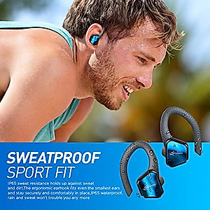 VIDONN True Wireless Earbuds Wireless Bluetooth Headphones, Over Ear Workout Headphones with Microphone Charging Case, IP65 Waterproof in Ear Headphones Running Headphones for Sport Gym Exercise