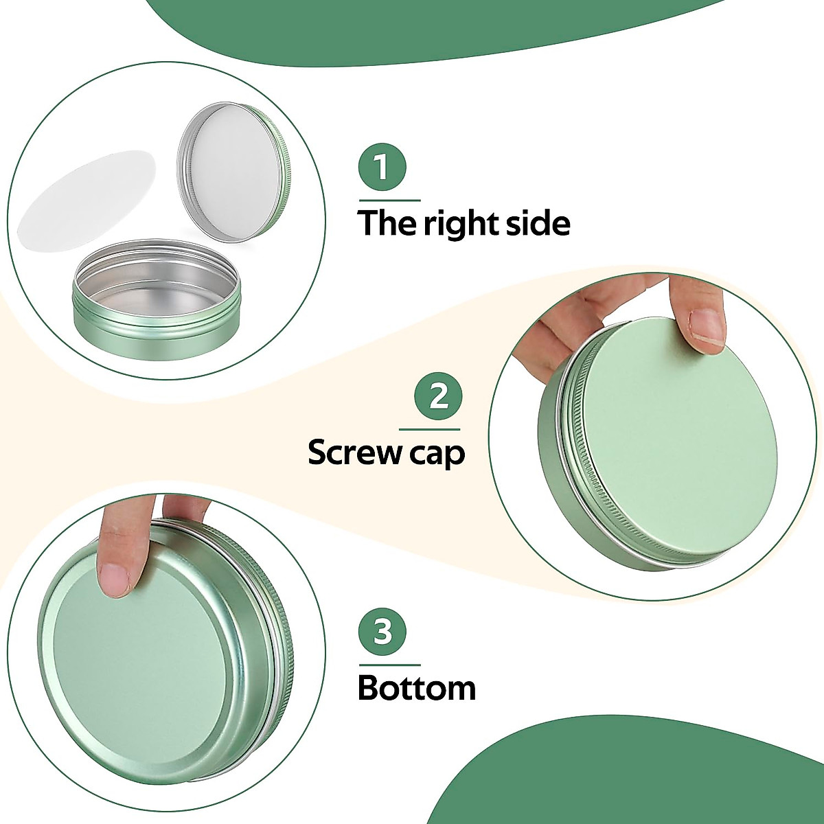 YQ 24 Pack 4 oz Tins Aluminum Metal Tins with Lids Empty Round Salve Tins Container Food Storage Container 4oz Tins with Lids for Salve,Cosmetic, Lip Balm,Candle,Candy(Green), 24004