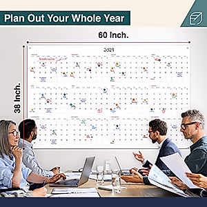 Large Dry Erase Wall Calendar - 38" x 60" - Undated Blank 2023 Reusable Yearly Calendar - Giant Whiteboard Year Poster - Jumbo Laminated 12 Month Office Calendar (Lushleaf Designs)