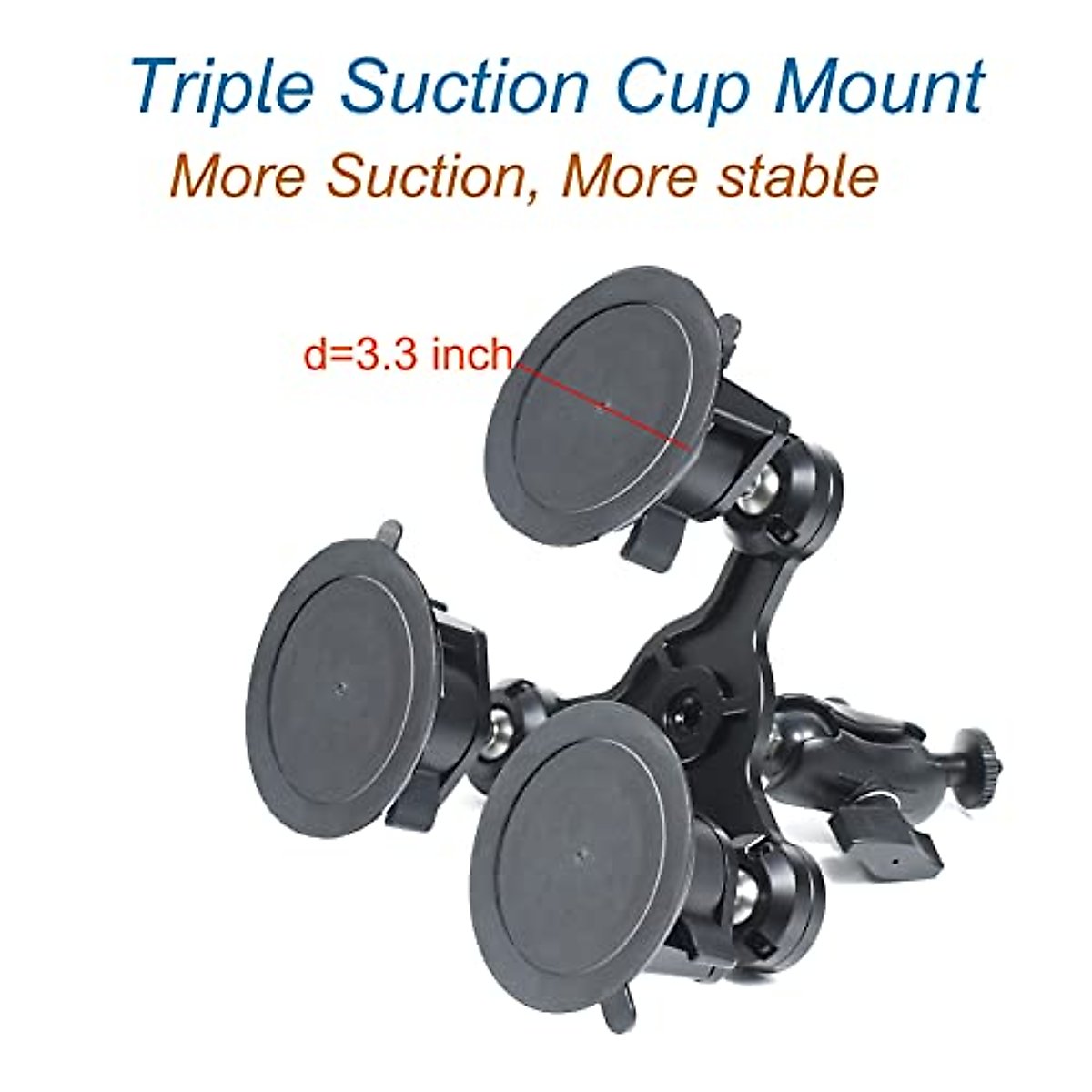 Fotoleey Suction Car Mount for Insta360 x3, x2, One RS Compatible with GoPro Hero 11, Hero 10, Hero 9, Max —Camera Triple Suction Mount Kit for Action Cameras (Stick is Not Included)
